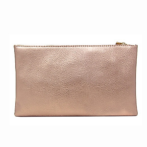 Solene Womens and Girls Multi Compartment Functional Emblem Crossbody Bag With Detachable Wristlet-WU020L(Rose Gold)