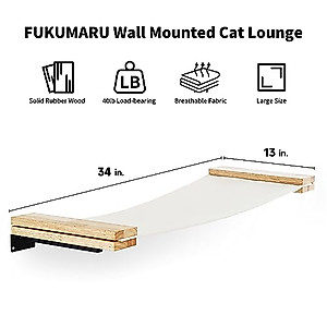 FUKUMARU Cat Wall Furniture, 34 x 13 inch Cat Hammock for DIY Cat Wall Shelves and Cat Window Perch, for Most Kitten, Medium and Large Cats