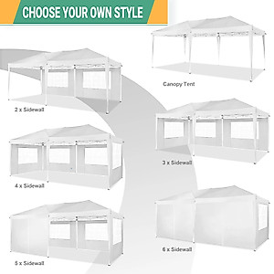 COBIZI Canopy 10x20 Pop Up Canopy Tent with 6 Sidewalls Ez Pop Up Tent 10x20 Waterproof Commercial Instant Shelter Tent UPF 50+ Portable Gazebo Wedding Tents for Parties Carport Vender Events, White
