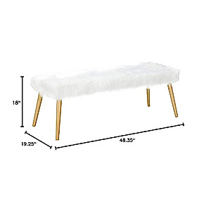 Christopher Knight Home Magnus Long Hair Furry Ottoman, White