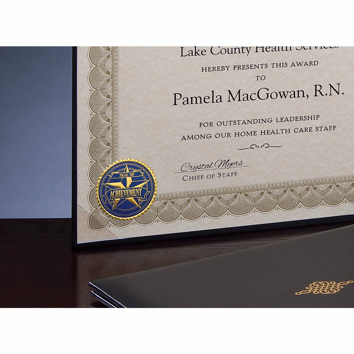 PaperDirect Deluxe Embossed Excellence Gold and Blue Foil Certificate Seals, 2 Inch, Self Adhesive, 100 Count, Embossed Seals for Certificates, Achievement Award Stickers for School, Work, Diploma