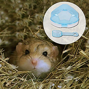 POPETPOP Hamster Sand Bathroom Plastic Sand Bath Container with Scoop Hamster Bathroom Sauna Toilet Bathtub for Mouse Hamster Chinchilla Rat Gerbil (Blue)