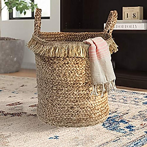 Natural Fringe and Jute Storage Basket