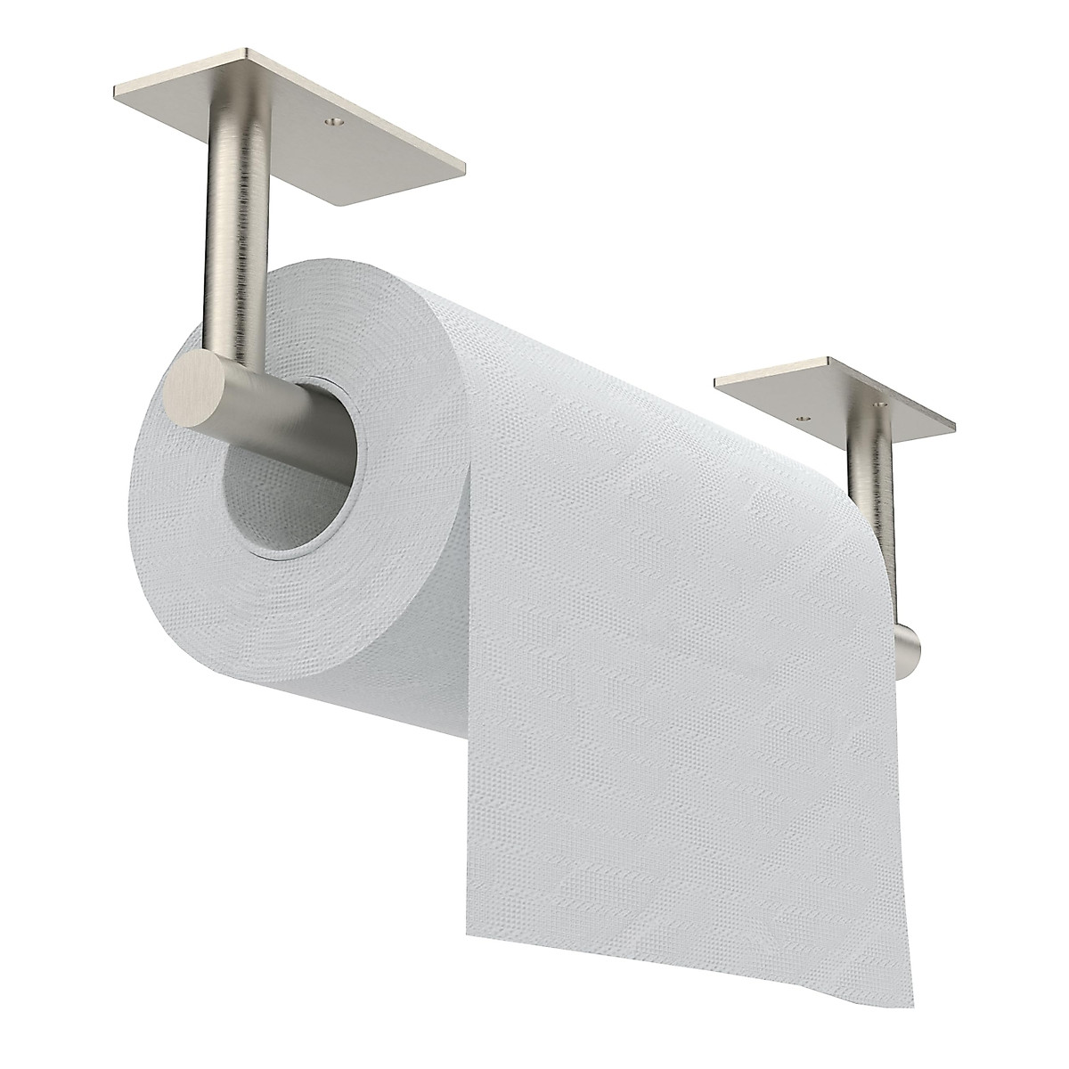 WZKALY Paper Towel Holder Under Cabinet, Adhesive Paper Towel Holder Self-Adhesive or Wall Mounted SUS304 Stainless Steel for Kitchen Bathroom Farmhouse Barbecue Laundry (Sliver)