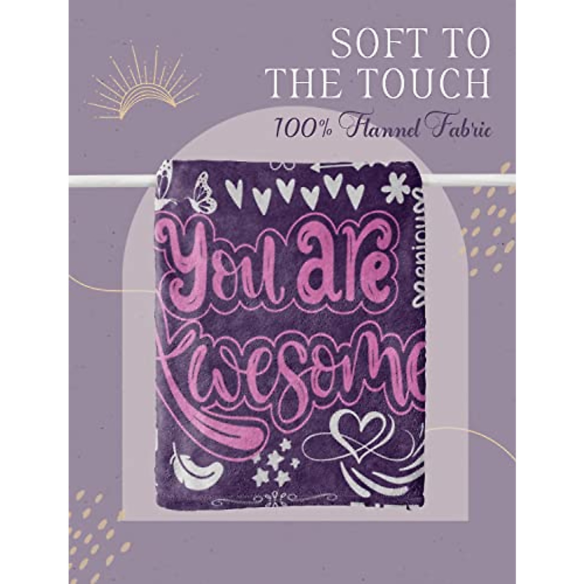 InnoBeta Coworker Leaving Gifts for Women Flannel Blankets Throws, Inspirational Gifts for Women, Going Away Farewell Gifts for Coworkers - Purple Flannel Blanket (50"x 65") - You are Awesome