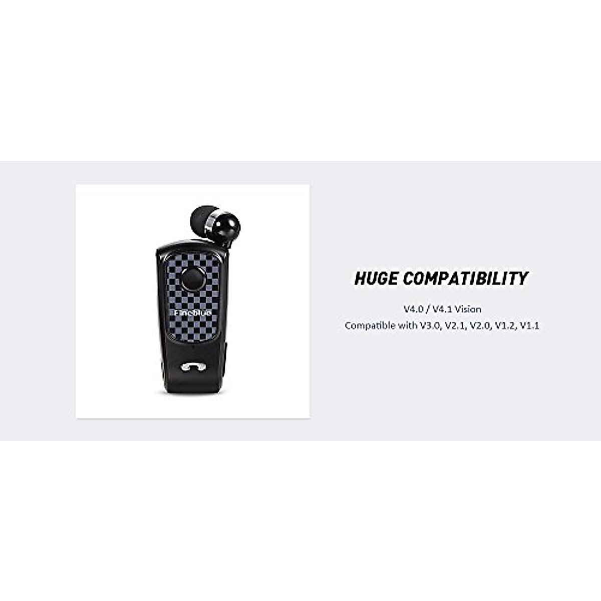 Fineblue F Plus Wireless Clip-on Bluetooth V4.0 / V4.1 Headset Headphone Hands-Free Supports for iOS and Android System - Black