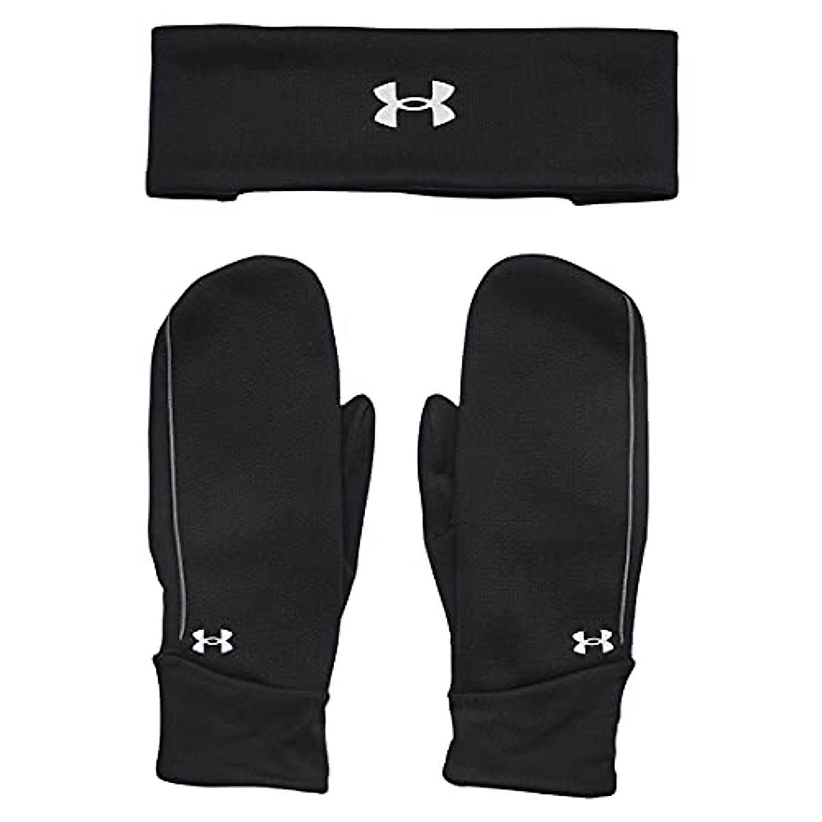 Under Armour Women's Headband & Mittens Set, (001) Black/Jet Gray/Reflective, Small/Medium