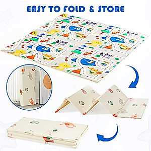 71" x 79" Extra Large Foldable Baby Play Mat，Romrol Upgraded Tear Foam Proof Crawling Mat with Travel Bag Suitable for Indoor and Outdoor Use，Waterproof Playmat Suitable for Babies,Toddlers, Infants
