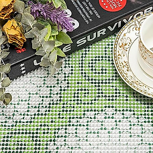 RAY STAR Shelf Liner, Non-Adhesive Refrigerator Liners for Shelves Washable 12 * 120 inch, Vinyl Shelf Drawer Liner Non-Slip Bathroom Cabinet Liner for Kitchen/Storage/Desks (Green Circle)