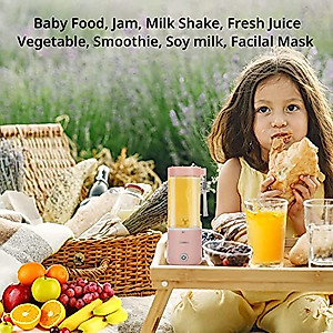 Gbasics Portable Blender USB Rechargeable, Personal Size Blender for Shakes and Smoothies, 14.2 Oz Mini Juicer Cup for Sports, Travel Outdoors and Kitchen