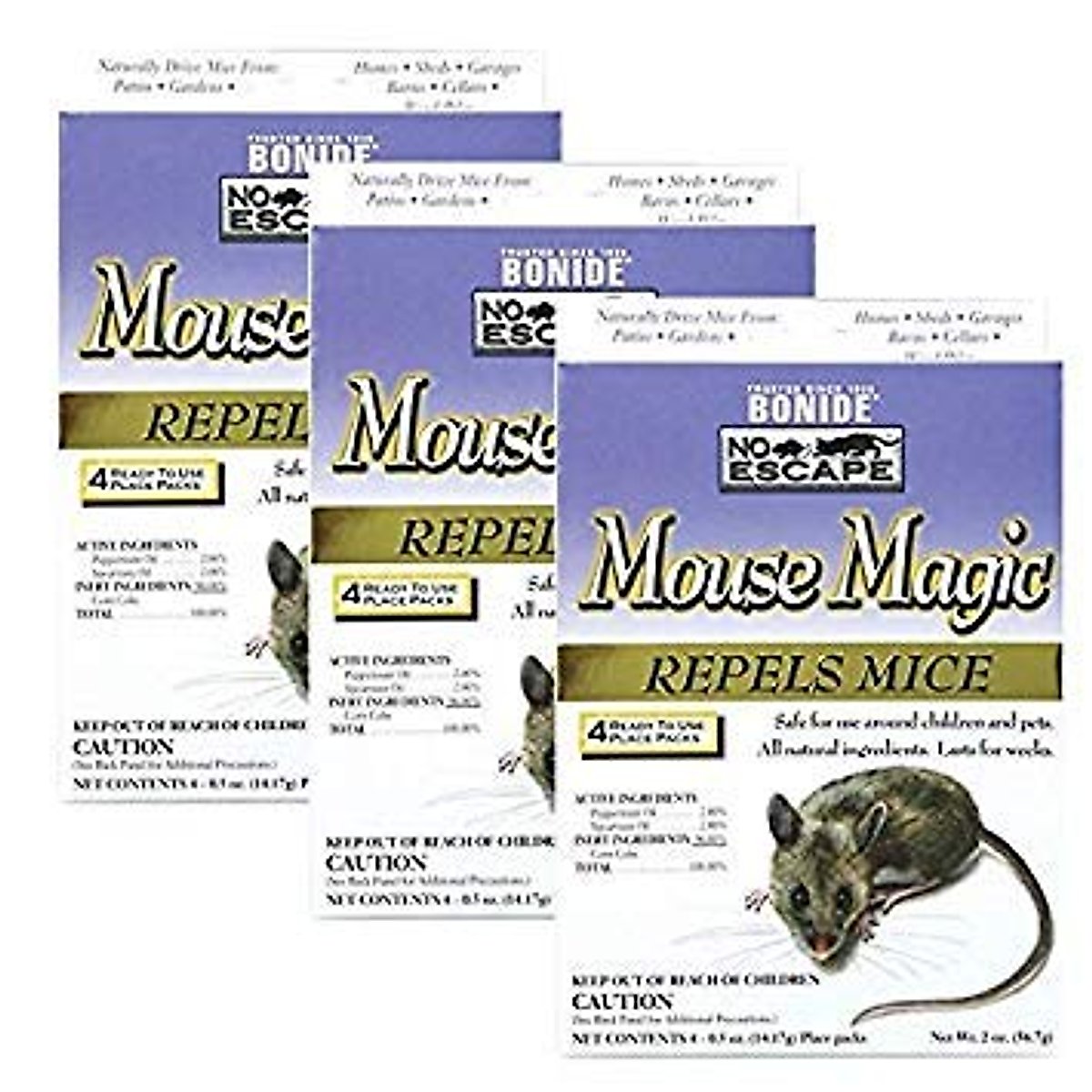 Bonide 865 4 Count Mouse Repellent, 2-Ounce 3 - Pack (12 Count)