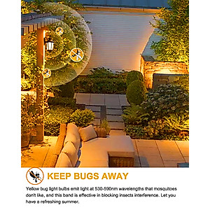 Bug Light Bulbs Outdoor, 40W Equivalent Amber Yellow LED Bug Lights for Outside, 6W 500LM 2000K for Porch Lights, Non-Attracting, Not-Dimmable A19 Bulb for Patio, Deck, Backyard, Hallway, 2 Pack
