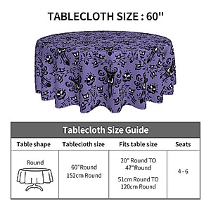 TEDISMC Haunted Mansion Round Tablecloth 60 Inch Washable Polyester Table Cloth Water Resistant Spill Proof Table Cover Mat for Dining Kitchen Home Party Wedding Decoration, Black, One Size