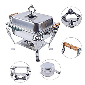 Stainless Steel Warming Container Chafing Dish Food Warmer Food Insulation, Frame Water Trays Food Pan Fuel Holder and Lid Food Warmers for Wedding, Parties, Banquet, Catering Events