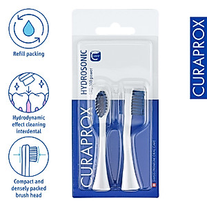 Curaprox Hydrosonic CHS 300 Power Duo Replacement Brush Heads, 2 Pieces - Curaprox Electric Toothbrush Heads/Replacement Toothbrush Heads - 2 Pack