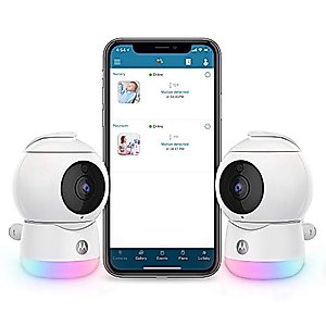Motorola Peekaboo Twin Cameras WiFi 1080p Video Baby Monitor - Multi-Color Night Light, Two-Way Audio, Infrared Night Vision – 360 Degree Remote Pan Scan and Digital Zoom/Tilt, Soothing Sounds