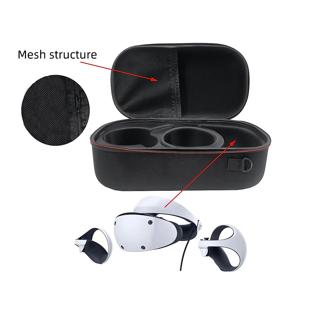Carrying Case for PS5 VR2 Portable High-Capacity Storage Bag for PSVR2 Glasses Storage Protection Hard Case Protable Design for Travel and Home Storage
