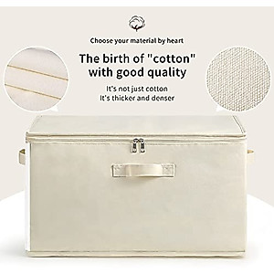 Vailando 3-Pack Large Canvas Comforter Storage Bags Closet Organizer for Clothes Sweater Clothes Organizer with Dual Zipper Three Carrying Handles for Blanket Closet Storage Container