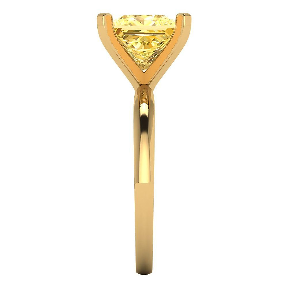 Clara Pucci 3.0 ct Princess Cut Solitaire Natural Yellow Citrine Engagement Bridal Promise Anniversary Ring 18K Yellow Gold Size 5.25