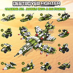 VATOS STEM Building Toys, 576 PCS Warcraft STEM Toys for 6 Year Old Boys 25-in-1 Engineering Building Bricks Destroyer Fighter Vehicles Blocks Kits Best Gifts for Kids Aged 6 7 8 9 10 11 12 Yr Old