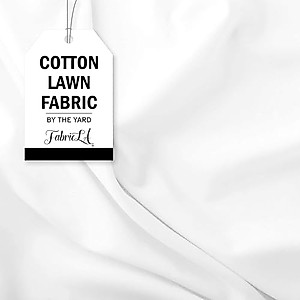 White Cotton Fabric by The Yard | 60” inches Wide Lining Fabric | 5 Yard Cotton Fabric | 75 GSM Thin Lightweight 100% Cotton Fabric | Cotton Lawn Fabric by The Yard | Fabric by The Yard Cotton