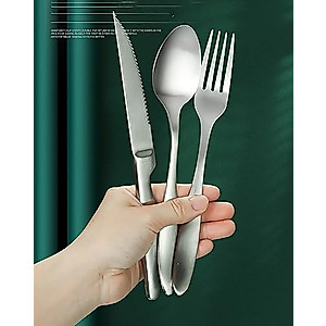 Silverware Set Flatware Matte Cutlery Utensil Solid Food-Grade Stainless Steel，Home Restaurant Hotel Small Business,Mirror Finish Tableware 60 Piece Service for 12
