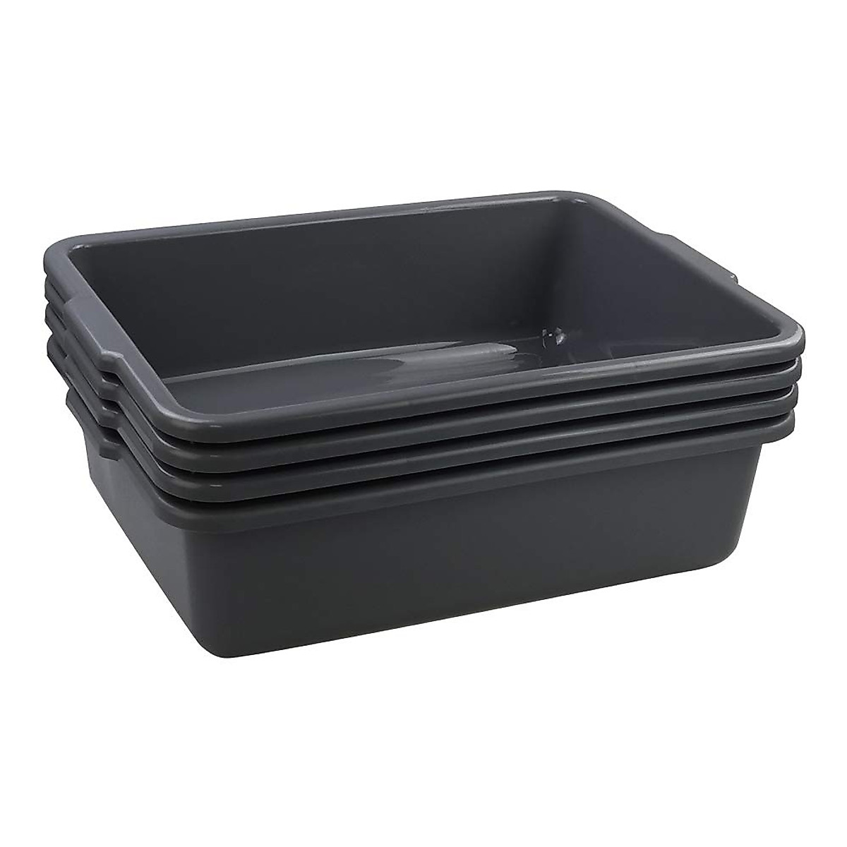Dehouse 4-Pack 24 L Gray Large Plastic Bus Box, Commercial Bus Tubs