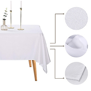Ascoza 2pack 60x102 Inch White Rectangular Tablecloth 6 Feet Table Cloth in Polyester Fabric for Wedding/Banquet/Restaurant/Parties