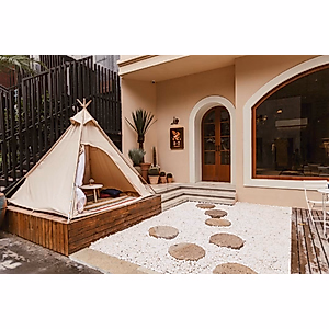 Free Space Outdoor 100% Cotton Canvas Waterproof Pyramid-Shaped Camping Tent (Beige, 2.15meters)