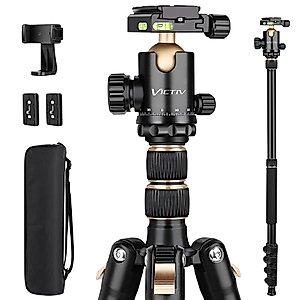 Tripod for Camera, Professional DSLR Tripod for Photography, Tall Camera Tripod Stand, Lightweight Heavy Duty Tripod for Spotting Scopes, Telescope and Binoculars, Compact Complete Tripod Units