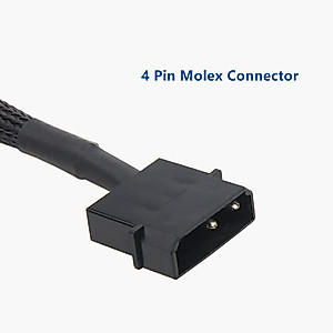 Molex to 3Pin/4Pin Fan Adapter, 12V PC Fan Adapter 4Pin Molex to 4 PWM Splitter Sleeved Braided Cable UIInosoo for 3 Pin or 4 Pin Computer PC Case Fan Power Supply 11 inch
