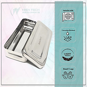 Stainless Steel Instrument Box with Lid Tray Organizer For Storage and Sterilization Surgical Lab Instrument Supplies Cleaning Tools - 7Lx3Wx1.25H