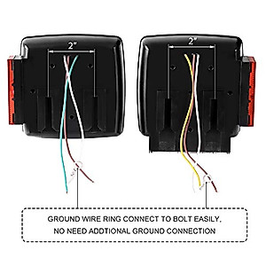 CZC AUTO 12V LED Submersible Trailer Tail Light Kit for Under 80 Inch Boat Trailer Marine with 18G Pure Copper Wiring Harness Kit (Exclusive Trailer Light kit)