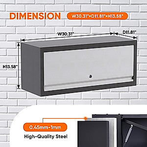 SUXXAN Metal Wall Cabinet with Up-flip Door,Wall-mounted Locker for Garage Workshop Kitchen（one cabinet