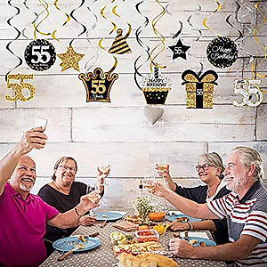 55th Birthday Party Decorations Hanging Swirls Ceiling Decorations Cards Cutouts 55th Birthday Party Shiny Foil Swirls Decorations for 55 Years Old Birthday Ornaments Party Supplies