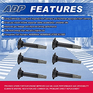 Compatible with Chrysler 300 Town Country Sebring Pacifica Dodge Nitro Charger Avenger Magnum Journey Grand Caravan Challenger Stratus 2006-2010 Ignition Coil Pack Replace 4606869AA 4606869AB UF-502