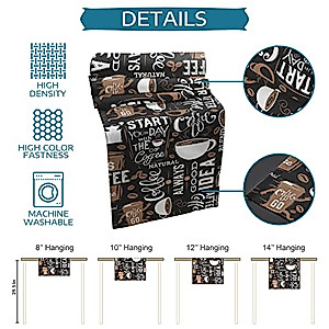 Rural Coffee Table Runner-Cotton Linen-13x90 Inch Holiday Dresser Scarves, Shabby Chic Esppresso Beans Cup Drinking Tablerunner for Kitchen Coffee/Dining Bedroom Home Living Room Dinner Scarf Décor