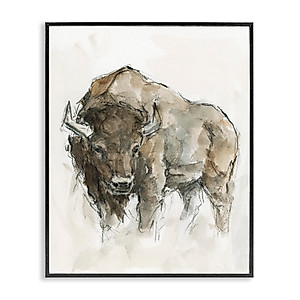 Stupell Industries Western American Buffalo Brown Country Animal, 24.00" x 30.00", Black Framed