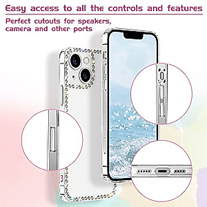 VAOXTY Compatible with iPhone 14 Plus Case Clear Bling Diamond Rhinestone Cute for Girls Women Girly Case Glitter Shiny Sparkle Bumper Design Soft Silicone Luxury Fashion Protective 3D Phone Case
