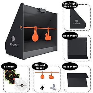 Atflbox Pellet Trap Target with 12''x12'' Splatter Bullseye Paper Targets and Spinning Shooting Targets for .177 Caliber, Shooting Targets for Air Gun Airsoft BB Gun Rifle (Airgun)
