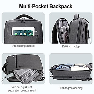 HOMIEE Laptop Backpack 15.6 Inch Travel Backpack Large Daypack College School Computer Bag Flight Approved Carry On Backpack Water Resistant Business Backpack for Weekender