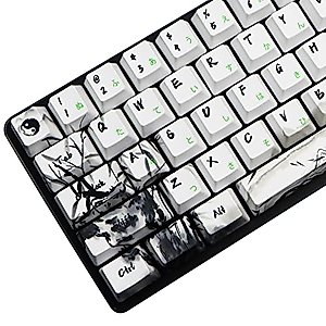 MOLGRIA Keycaps 71 Set Ink Panda for 71 64 61 Keys Keyboard, Custom PBT OEM Profile Key Caps with Japnanese Font for Cherry MX Gateron Khail Switches 60 Percent Gaming Keyboard