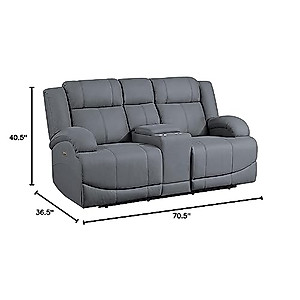 Lexicon Landwood Power Double Reclining Loveseat, Graphite Blue