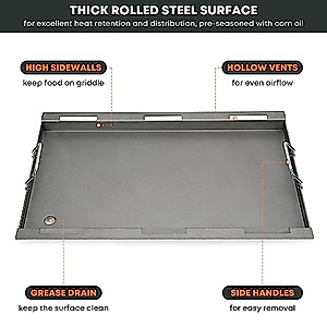 Stanbroil Flat Top Griddle with Manifold Kit, Grill Griddle Insert for Masterbuilt MB20041220 Gravity Series 1050 Digital Charcoal Grill and Smoker Combo, Replacement for MB20181622