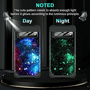 Miqala for Google Pixel 7 Case,[2 Pack Tempered Screen Protector+2 Pack Camera Lens Protector] Shiny in The Dark Three Layer Shockproof Hard Plastic +Soft Silicone Case for Google Pixel 7,Blue Sky