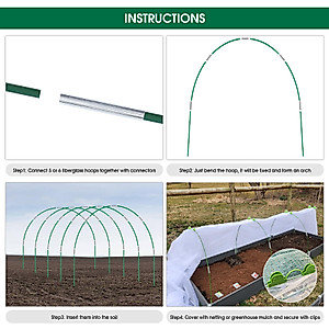 JCKHXG Garden Hoops for Raised Bed, 6 Sets of 8FT Long Greenhouse Hoops Grow Tunnel, Rust-Free Fiberglass Support Hoops Frame for Netting, DIY Plant Support Garden Stakes for Row Cover, 36pcs