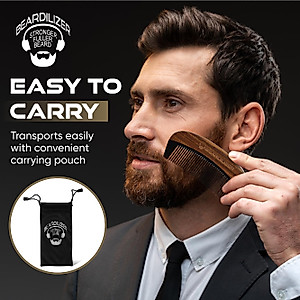 Beardilizer Beard Comb - 100% Natural Black Ox Buffalo Horn & Sandalwood Handle