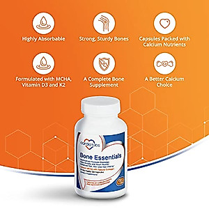 Cardiotabs Bone Essentials with MCHA & Collagen, Calcium Supplement w/ Calcium Hydroxyapatite for High Absorption, Bone Density and Heart Supplement w/ Vitamins, Minerals & Proteins, 120 Capsules
