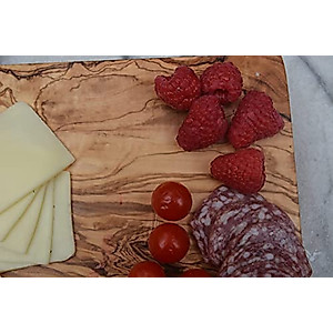 THE LIVE EDGE - Olive Wood Long Charcuterie Board | Rustic Large Wooden Cutting Board for Kitchen | Cheese and Bread Cutting Wood Board | Handmade Cutting Board for Meat | 16"L x 6.75"W x 0.75"Th