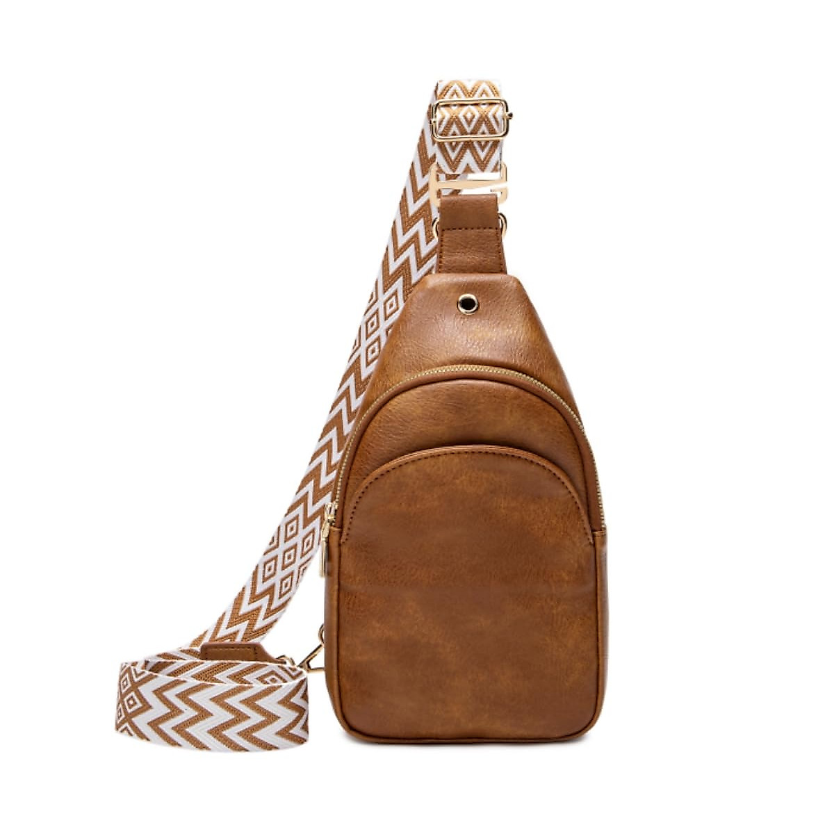 WSRYDJDL Women Small Crossbody PU Leather Chest Bag Sling Bag Satchel Daypack Shoulder backpack for traveling hiking Cycling (Brown W Dlg)